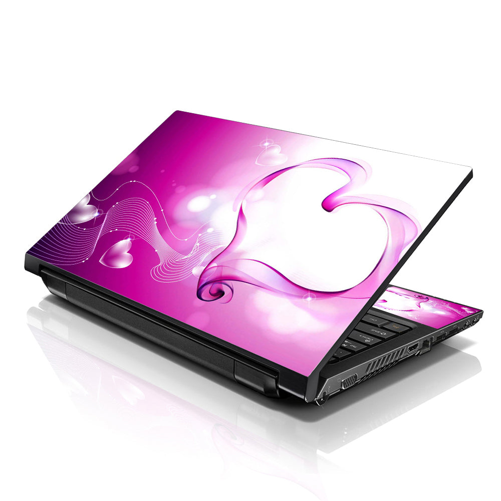 Pink Heart Laptop Skin Decal with 2 Matched Graphical Wrist Padded ...