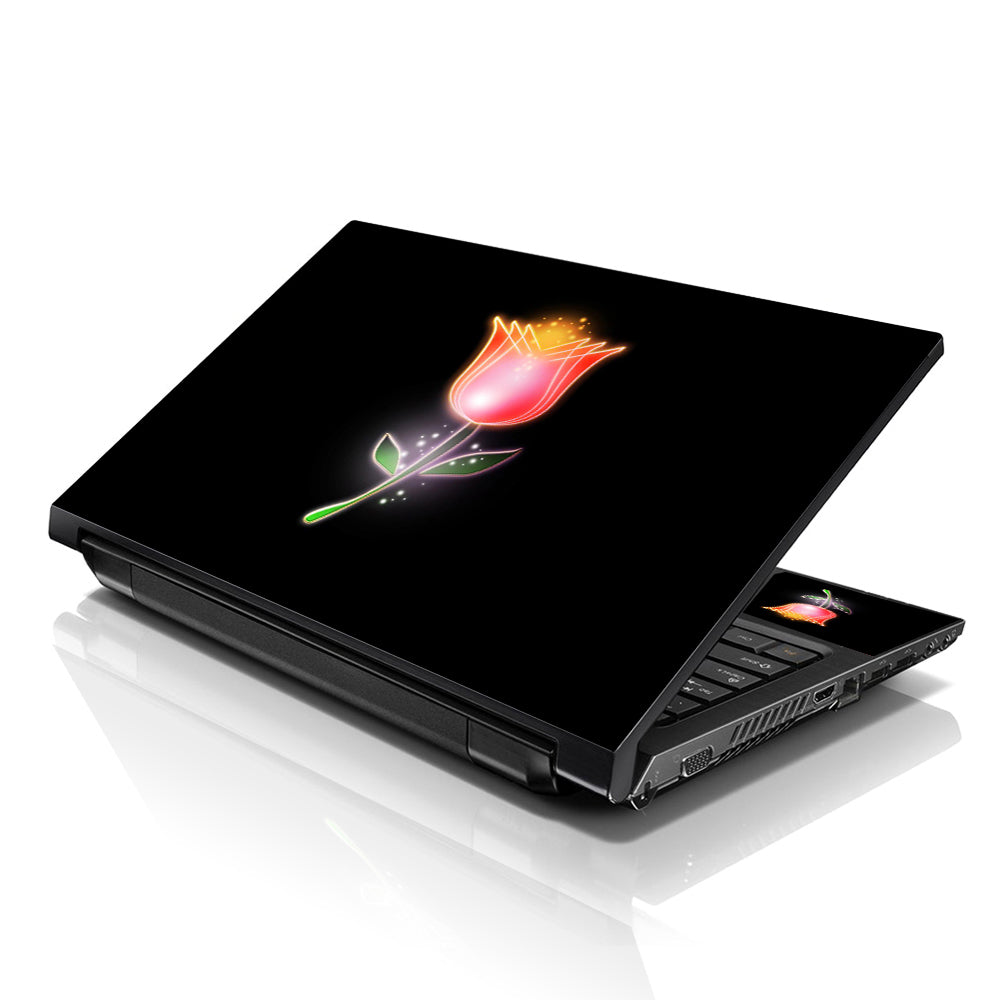 Pink Rose Laptop Skin Decal with 2 Matched Graphical Wrist Padded ...