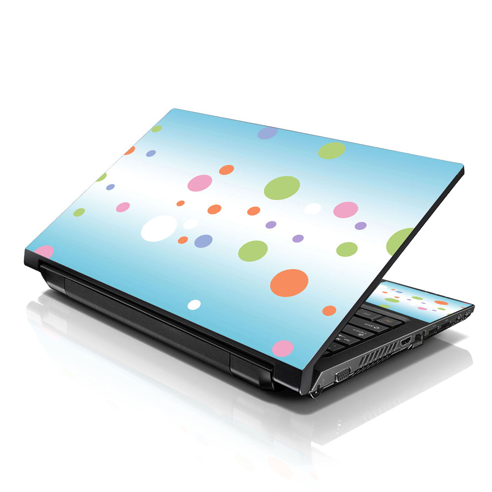 Colorful Dots Laptop Skin Decal with 2 Matched Graphical Wrist Padded ...