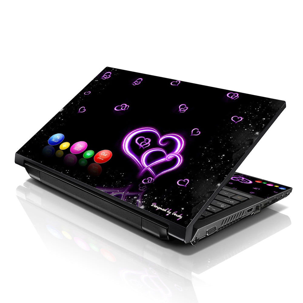 Hearts Laptop Skin Decal with 2 Matched Graphical Wrist Padded Sticker ...