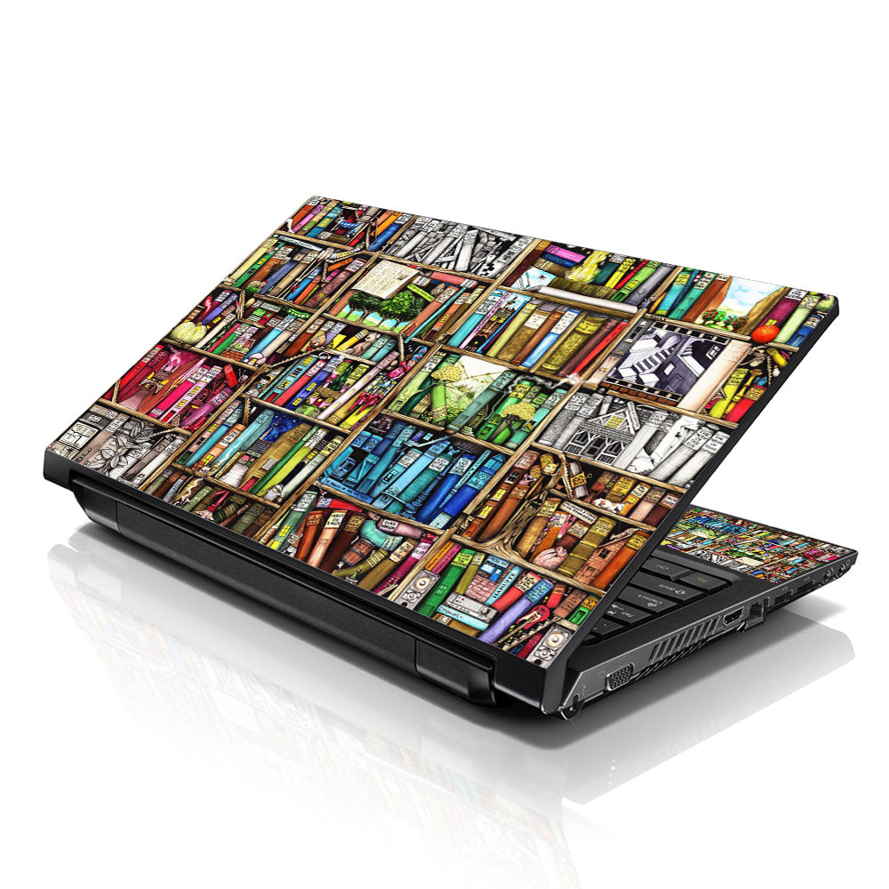 Books Laptop Skin Decal with 2 Matched Graphical Wrist Padded Sticker ...