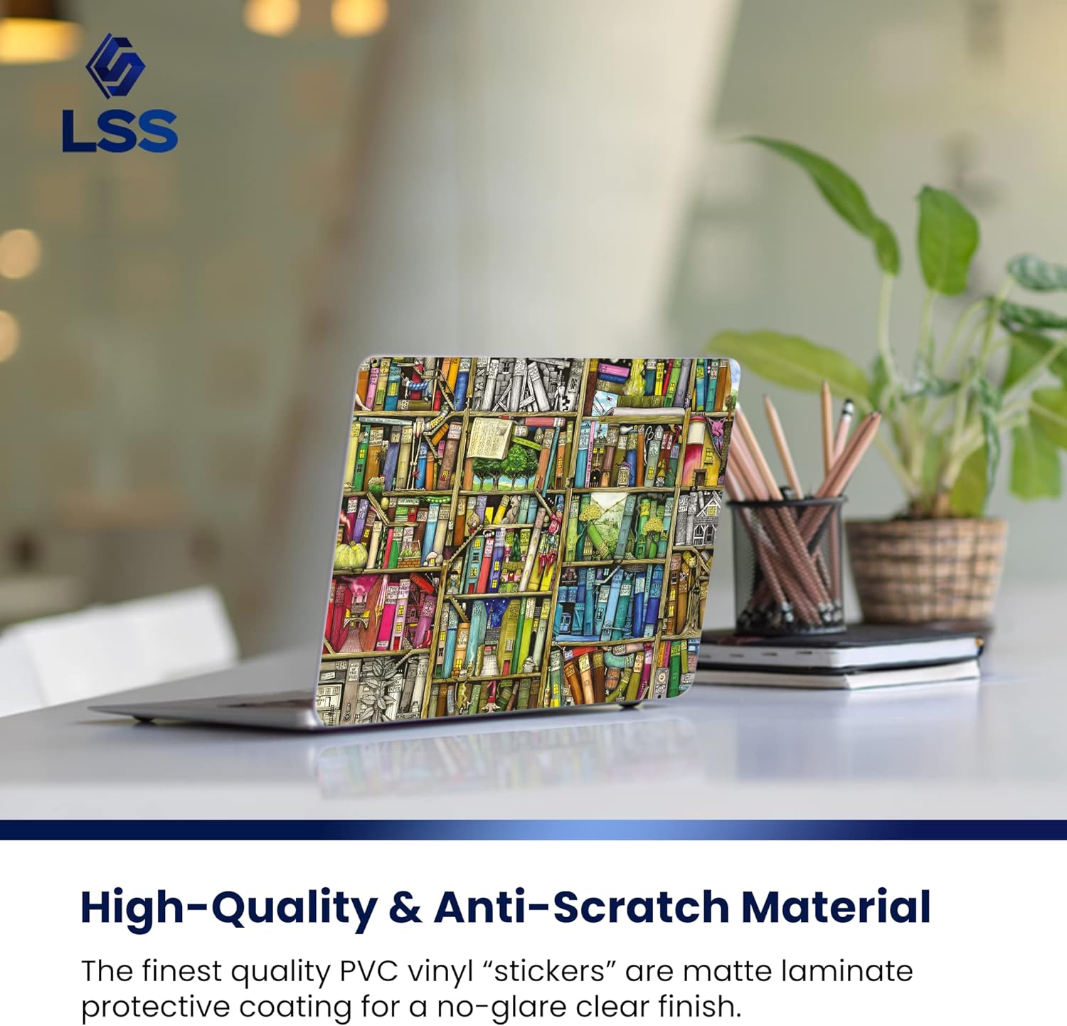 Books Laptop Skin Decal with 2 Matched Graphical Wrist Padded Sticker ...