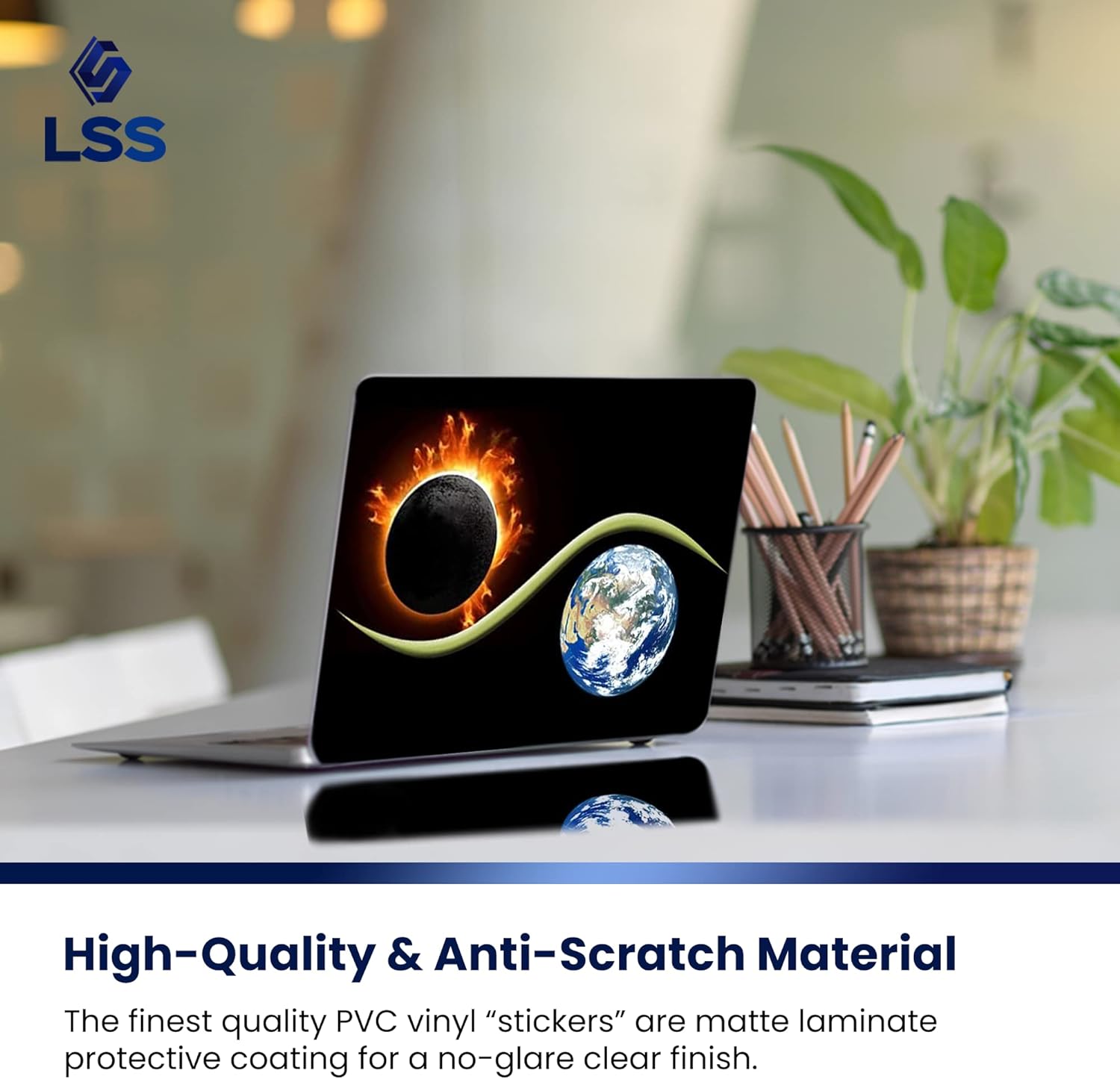 Earth & Moon Laptop Skin Decal with 2 Matched Graphical Wrist Padded ...