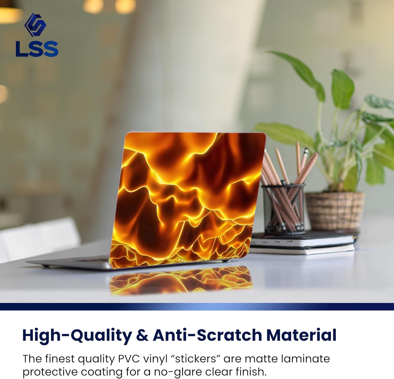 Flames Laptop Skin Decal with 2 Matched Graphical Wrist Padded Sticker ...