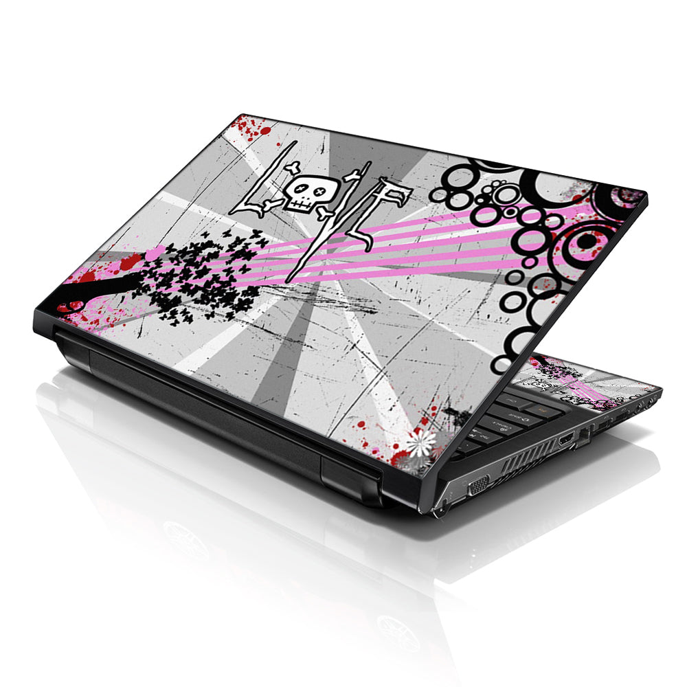Love Skull Floral Laptop Skin Decal with 2 Matched Graphical Wrist ...