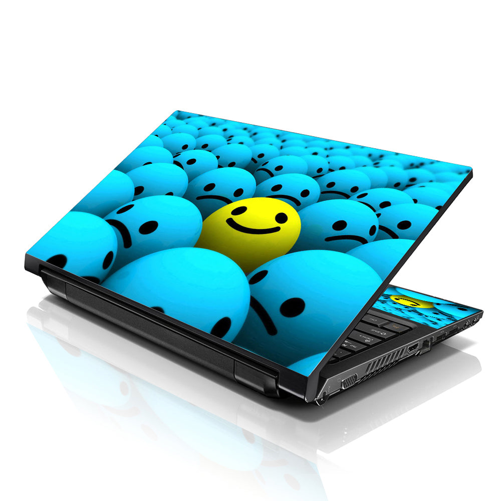 Happy Face Laptop Skin Decal with 2 Matched Graphical Wrist Padded ...