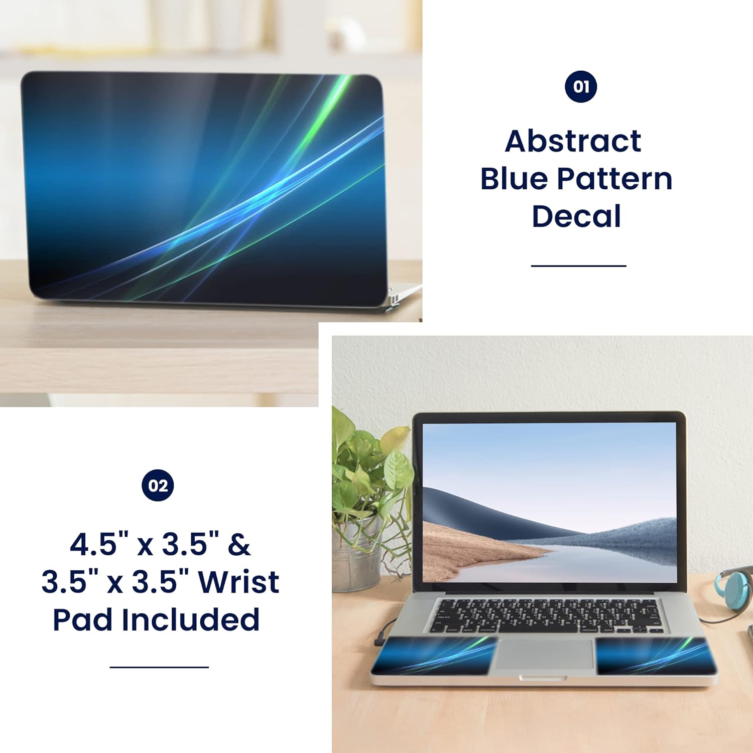 Abstract Laptop Skin Decal with 2 Matched Graphical Wrist Padded ...