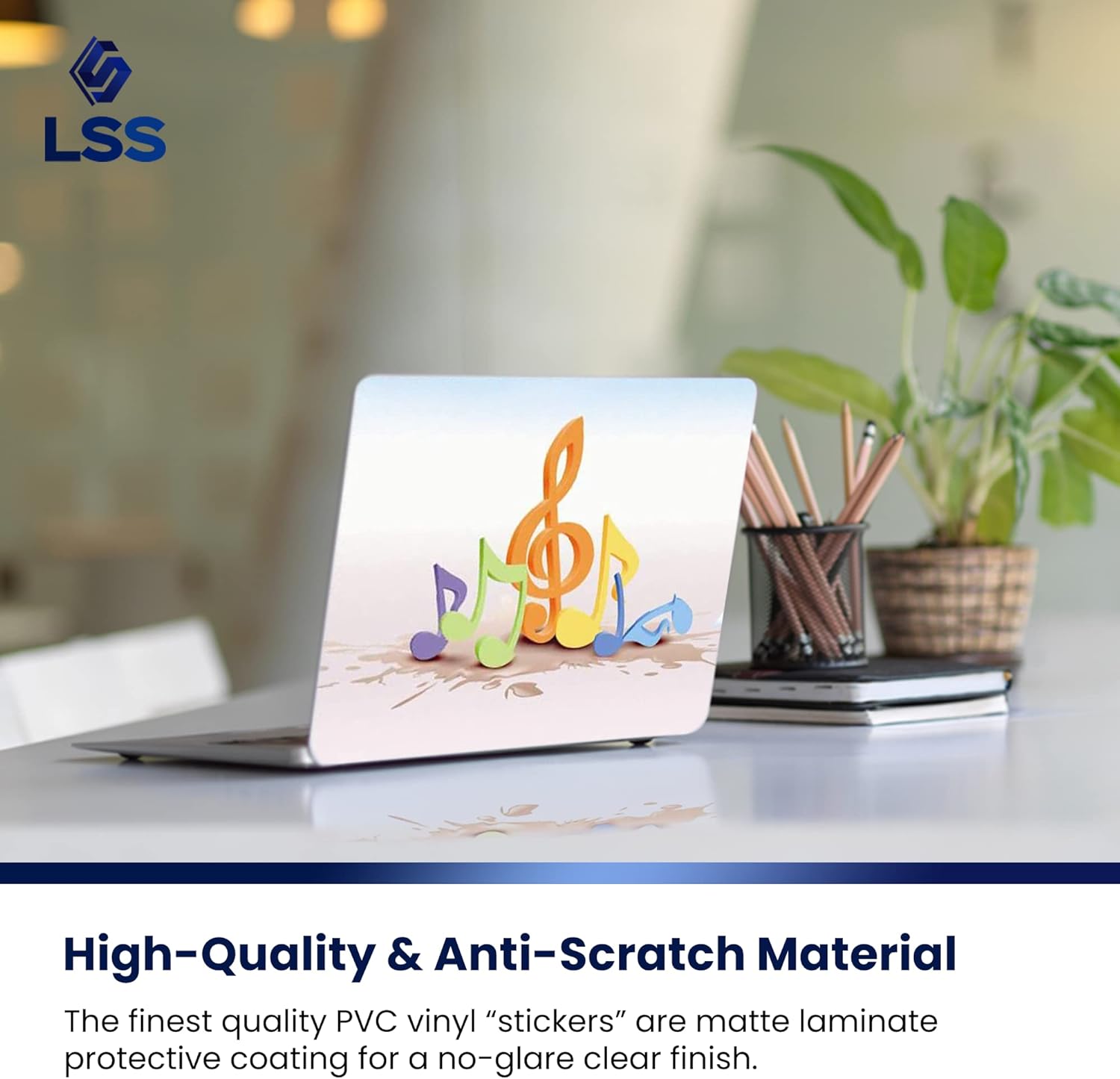 Musical Notes Laptop Skin Decal with 2 Matched Graphical Wrist Padded ...