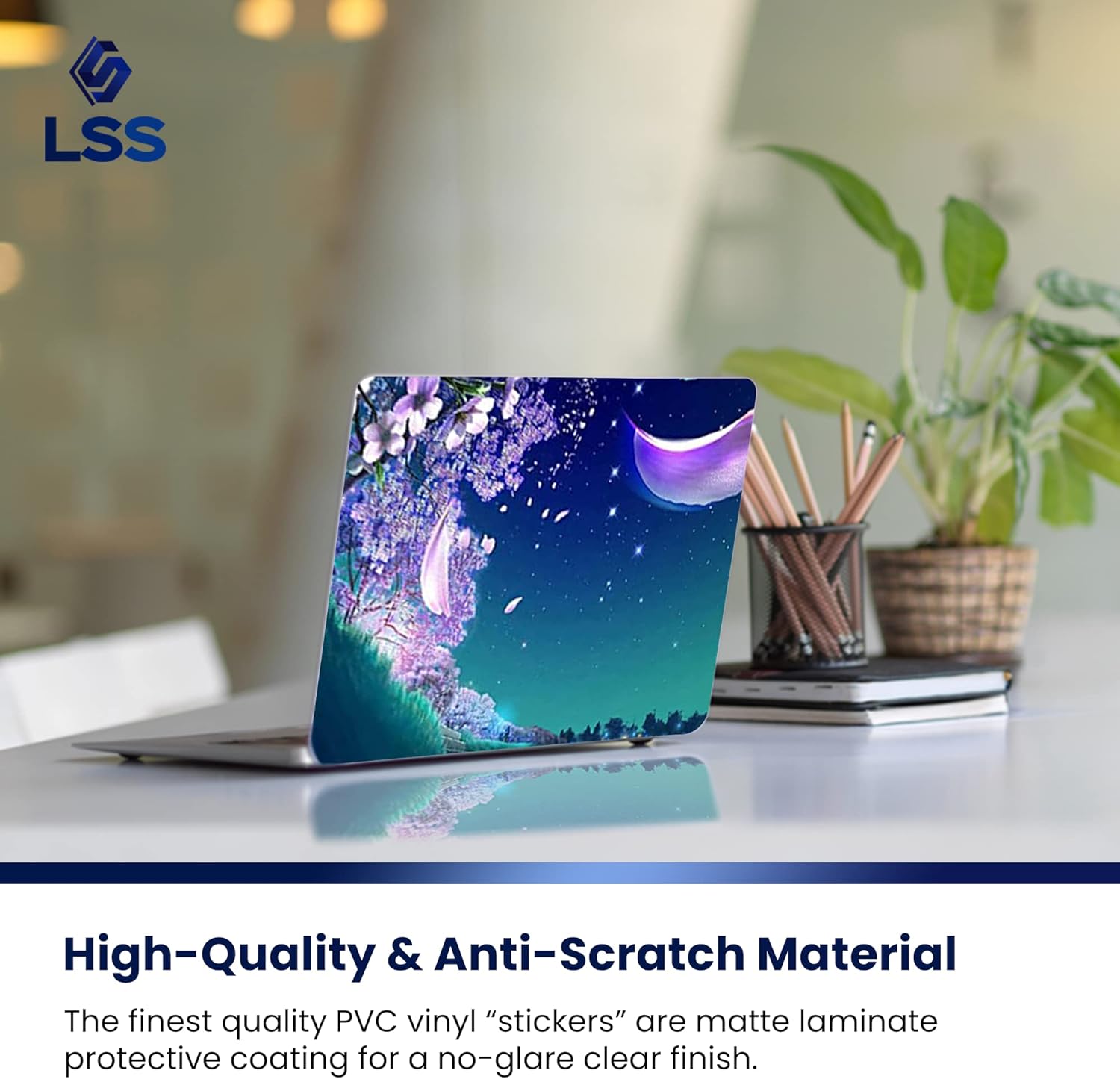 Night Floral Laptop Skin Decal with 2 Matched Graphical Wrist Padded ...