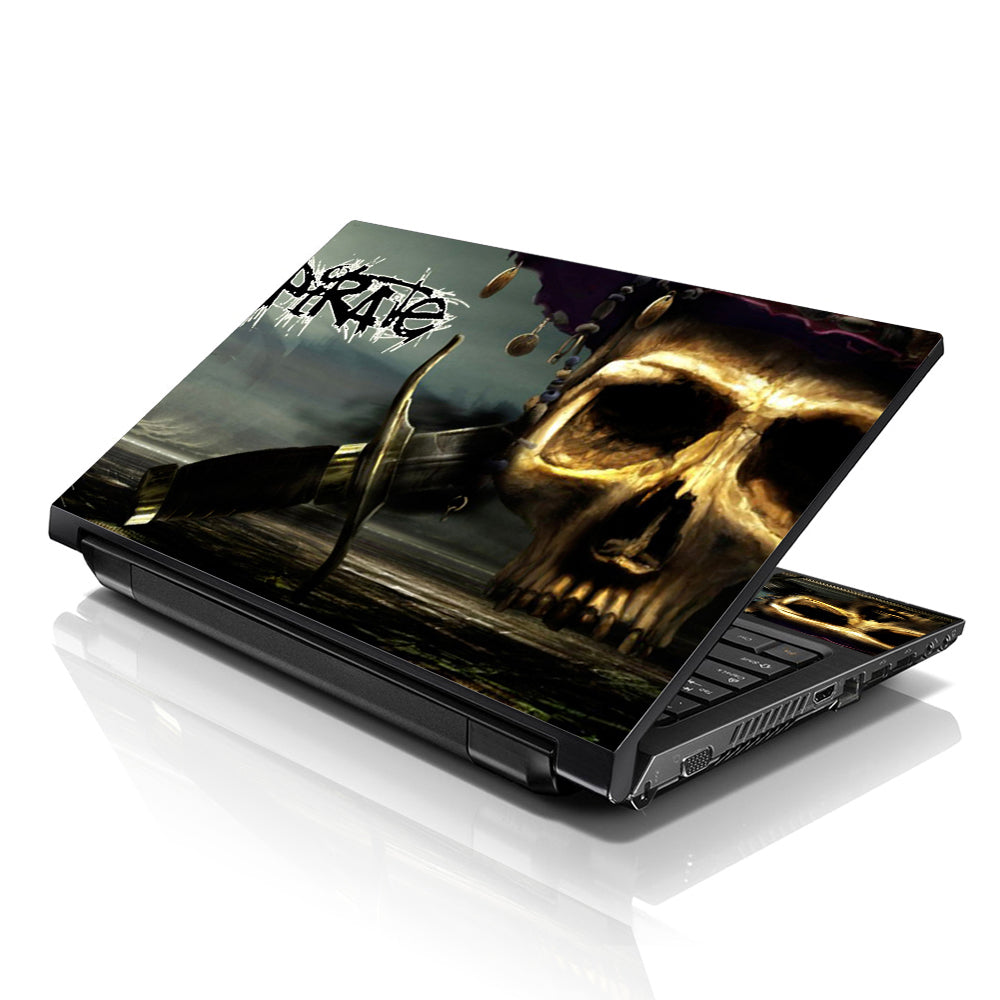 Pirate Skull Laptop Skin Decal with 2 Matched Graphical Wrist Padded ...