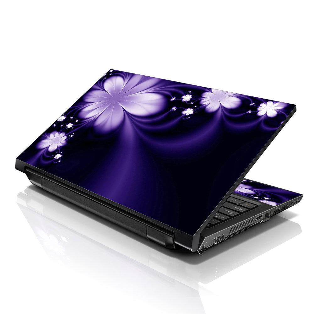 Purple Flower Laptop Skin Decal with 2 Matched Graphical Wrist Padded ...