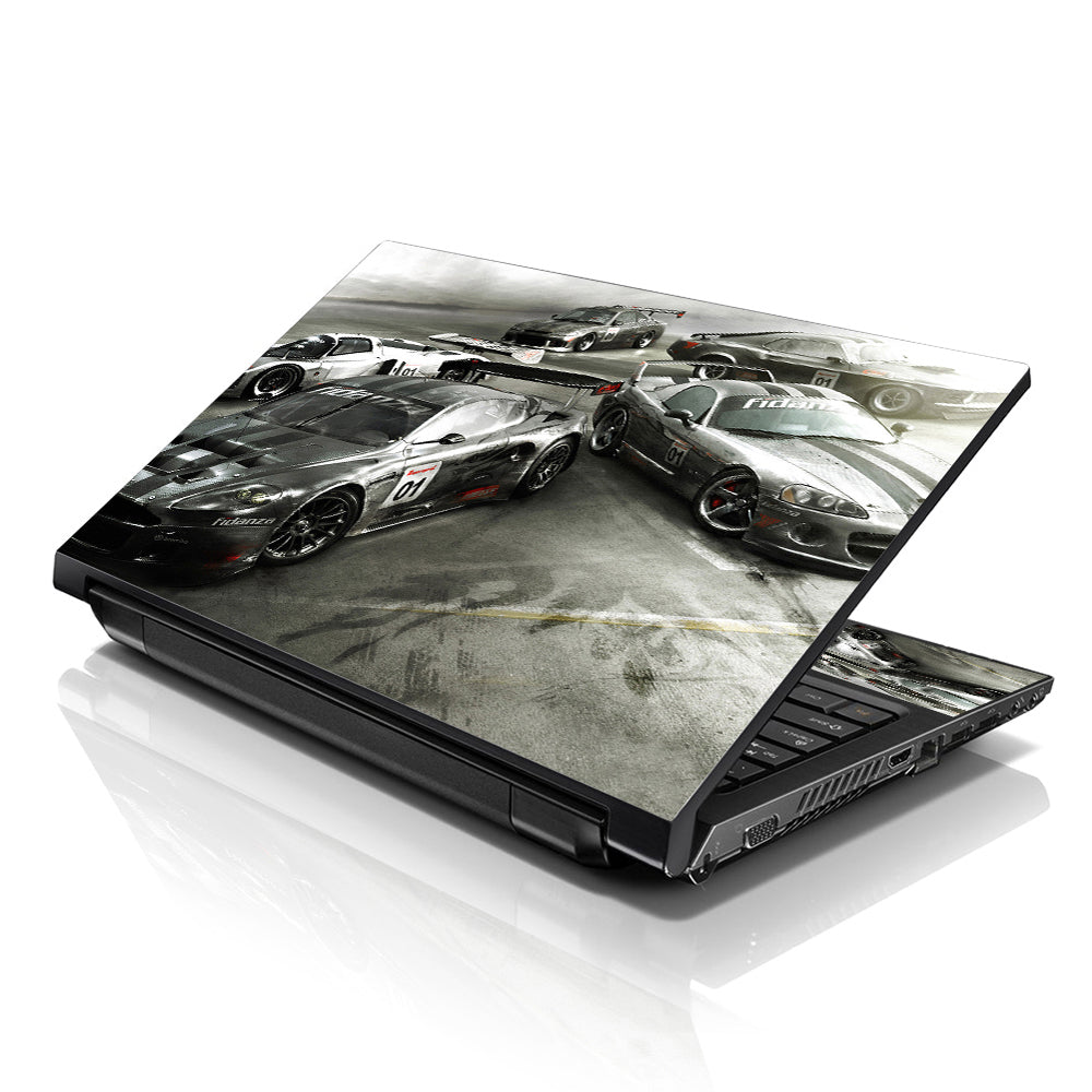 Racing Cars Laptop Skin Decal with 2 Matched Graphical Wrist Padded ...