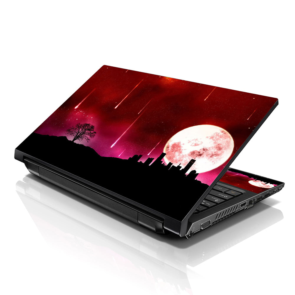 Red Moon Scenery Laptop Skin Decal with 2 Matched Graphical Wrist ...