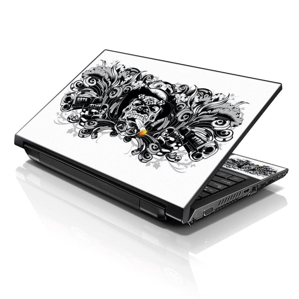 Smoking Skull Laptop Skin Decal with 2 Matched Graphical Wrist Padded ...