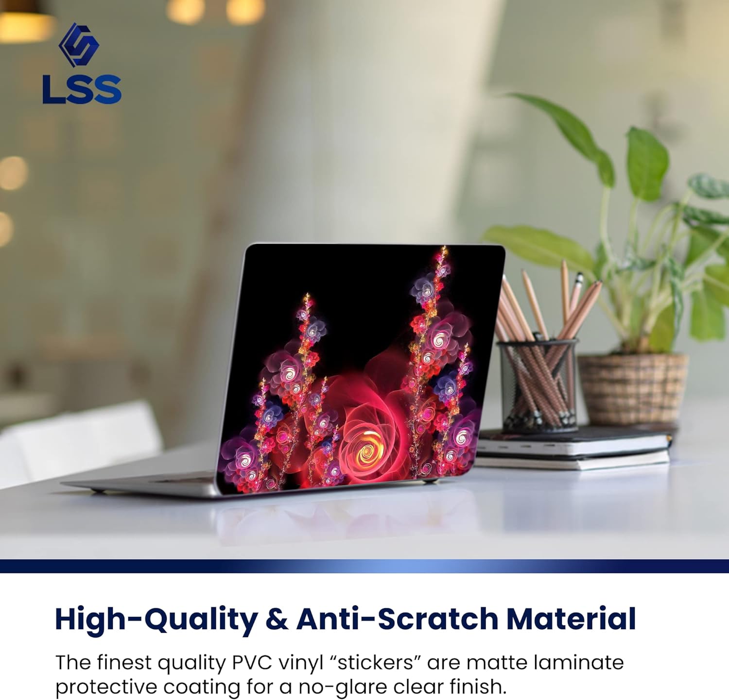 Twilight Floral Laptop Skin Decal with 2 Matched Graphical Wrist Padded ...