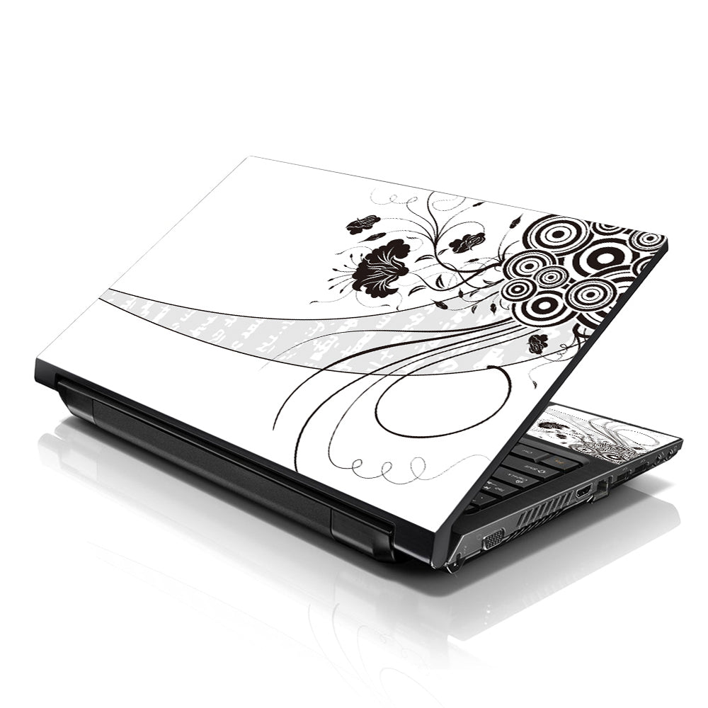 White Floral Laptop Skin Decal with 2 Matched Graphical Wrist Padded ...
