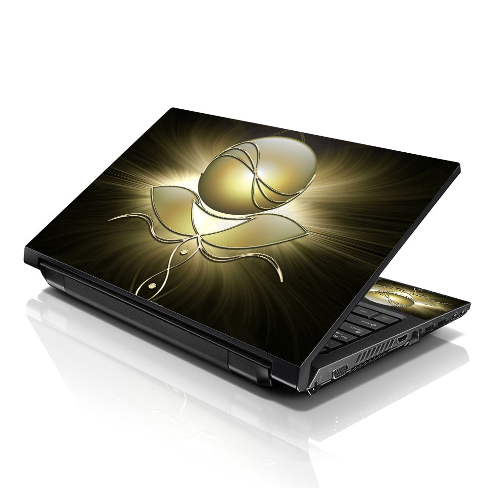 Yellow Abstract Laptop Skin Decal with 2 Matched Graphical Wrist Padded ...