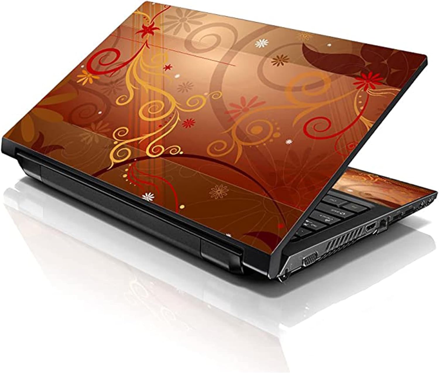 Floral Vines Laptop Skin Decal with 2 Matched Graphical Wrist Padded ...