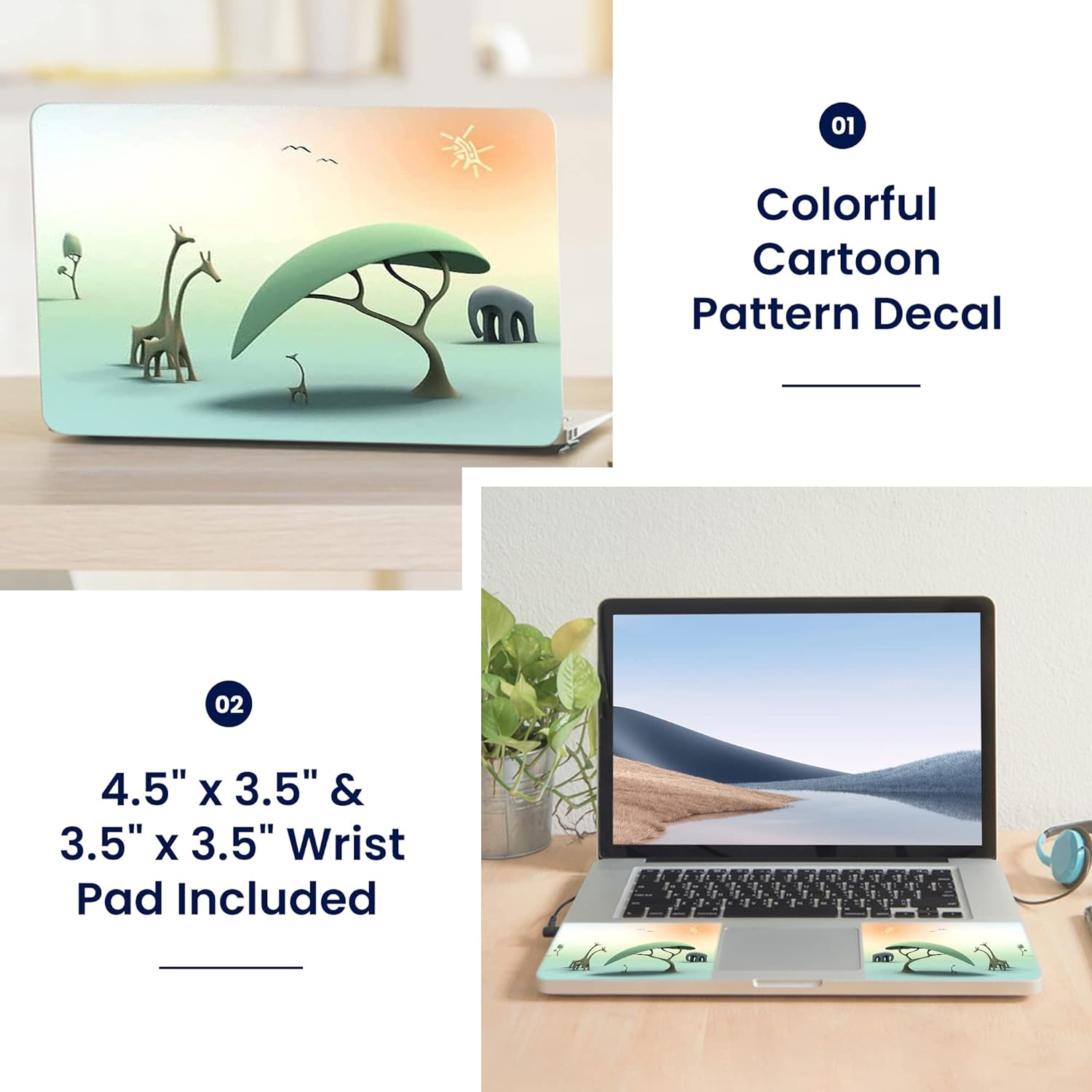 Cartoon Laptop Skin Decal with 2 Matched Graphical Wrist Padded Sticker ...
