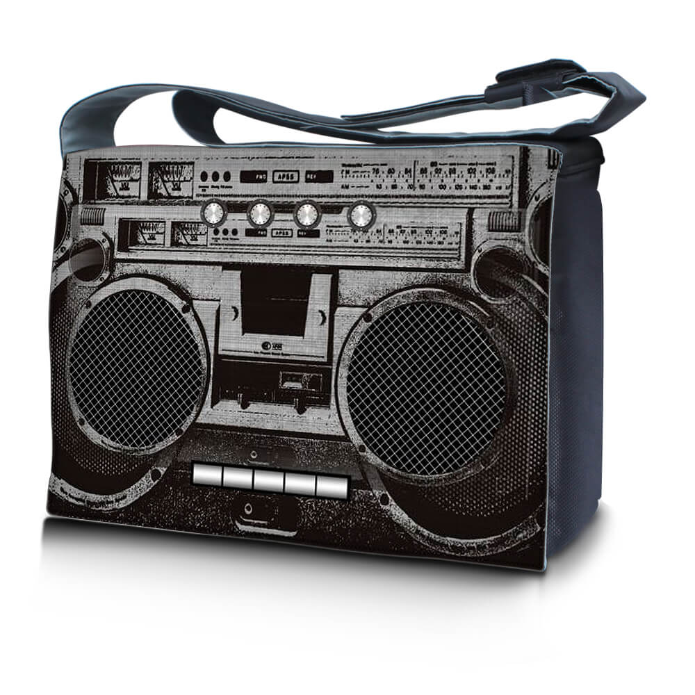 Cassette Player Design Laptop Padded Compartment Shoulder Messenger Bag ...
