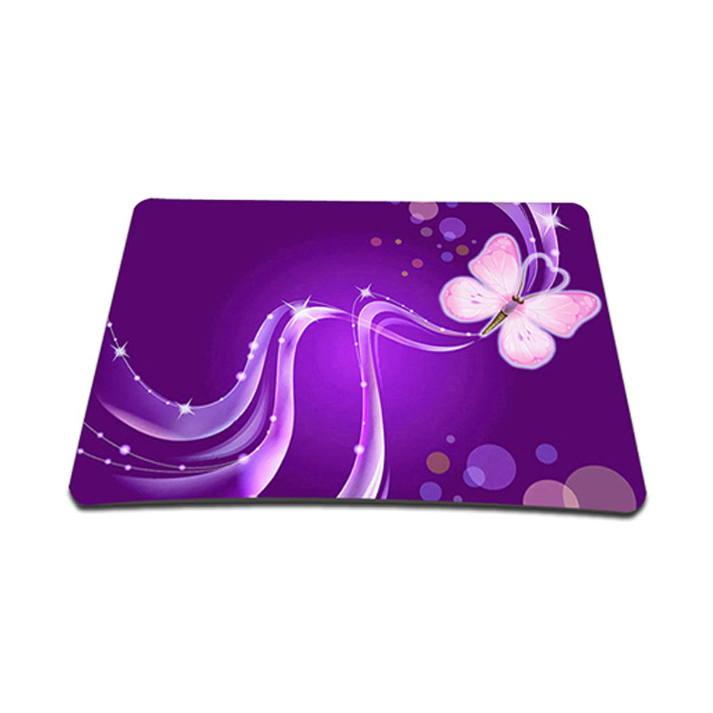 Standard 9 x 7 Inch Mouse Pad – Purple Butterfly Floral – Laptop Skin Shop