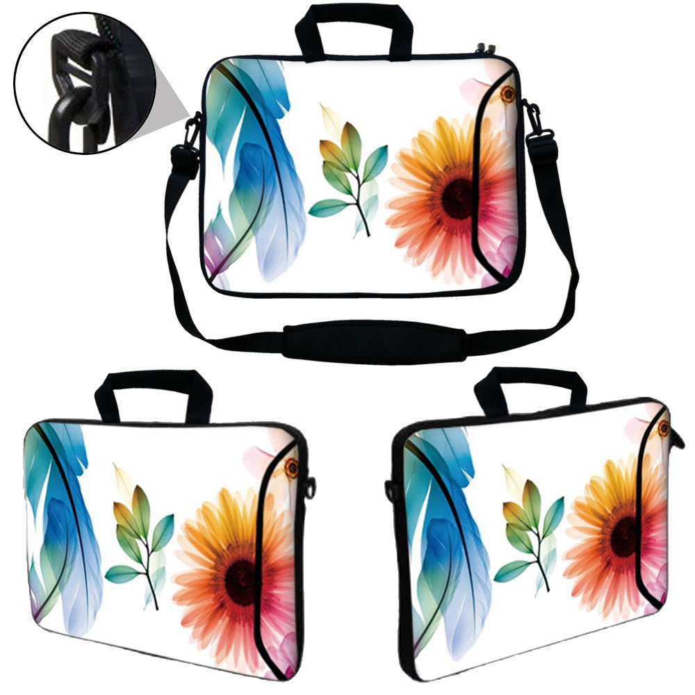 Daisy Flower Leaves Floral Laptop Carrying Case with Large Side Pocket ...