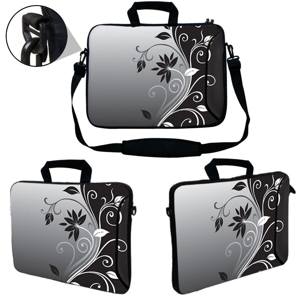 Gray Black Swirl Floral Laptop Sleeve, Skin & Mouse Pad Combo Pack ...