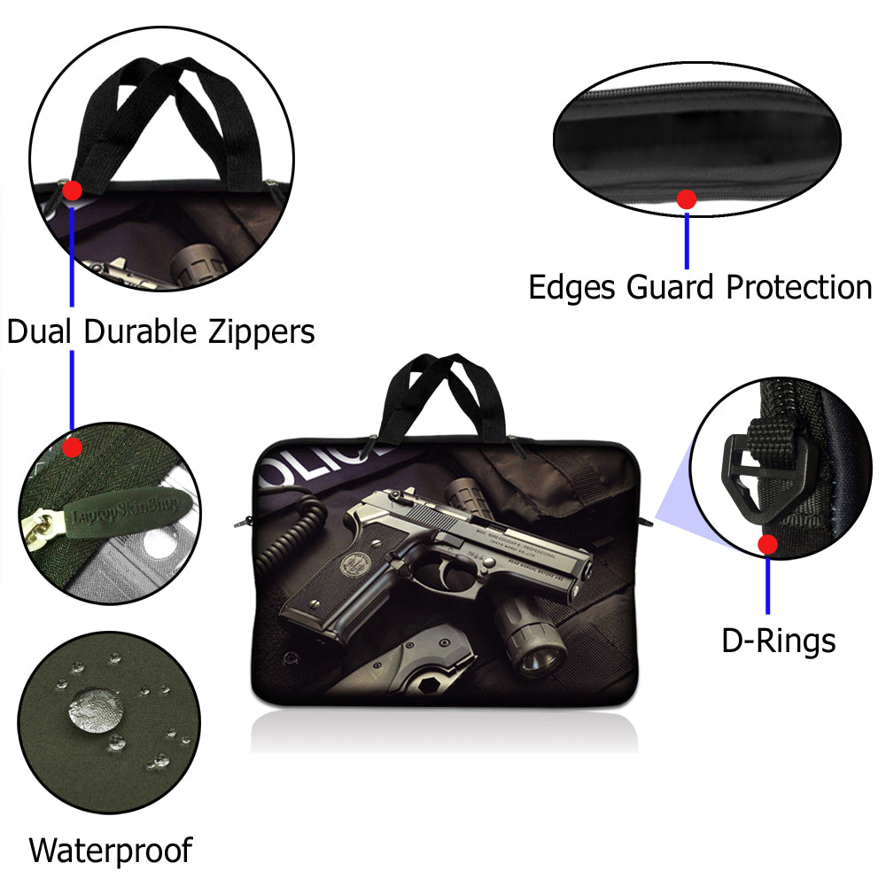 Police Gun Weapons Designed Laptop Notebook Sleeve Carrying Case with ...