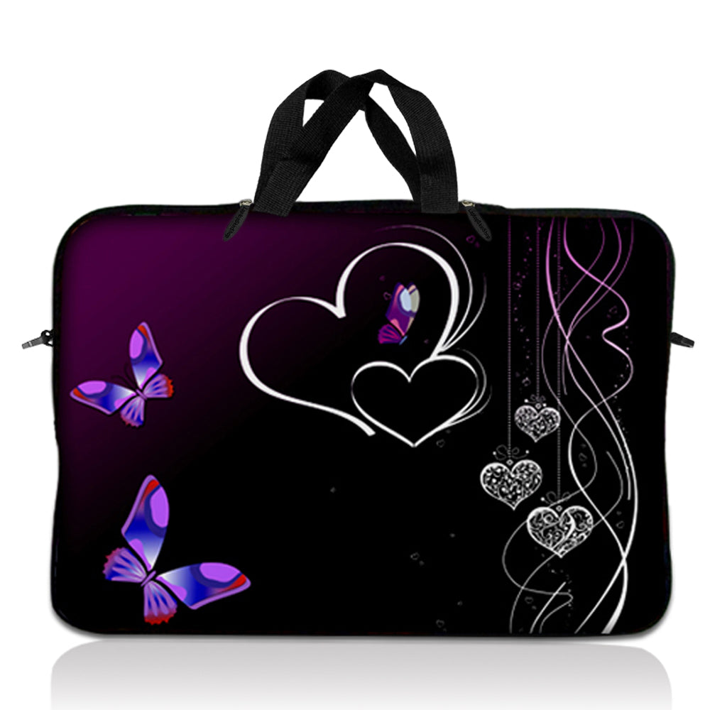 Butterfly Heart Floral Laptop Notebook Sleeve Carrying Case with Carry ...
