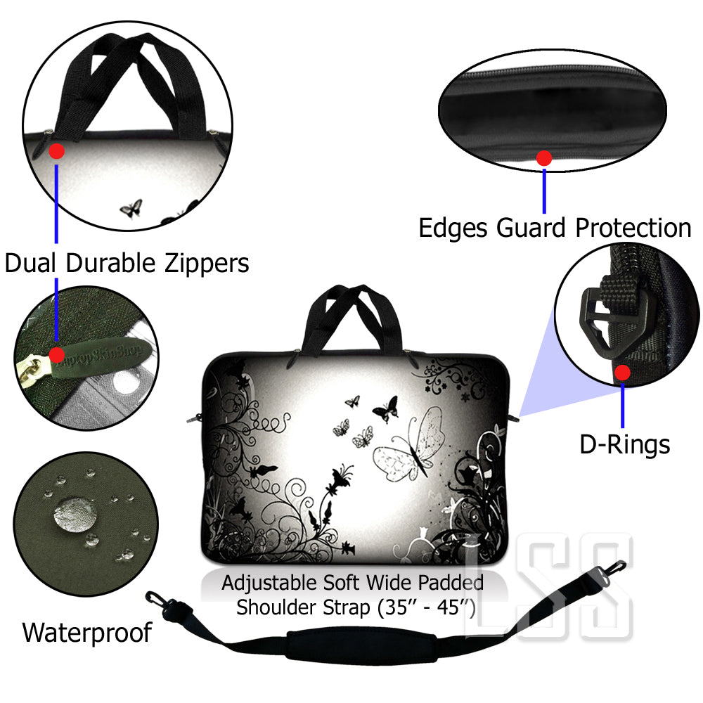 Dark Contrast Fade Butterfly Laptop Notebook Sleeve Carrying Case with ...